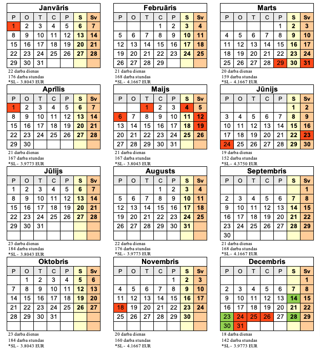 Grāmatvežu kalendārs 2024. gadam | Labadavana.lv